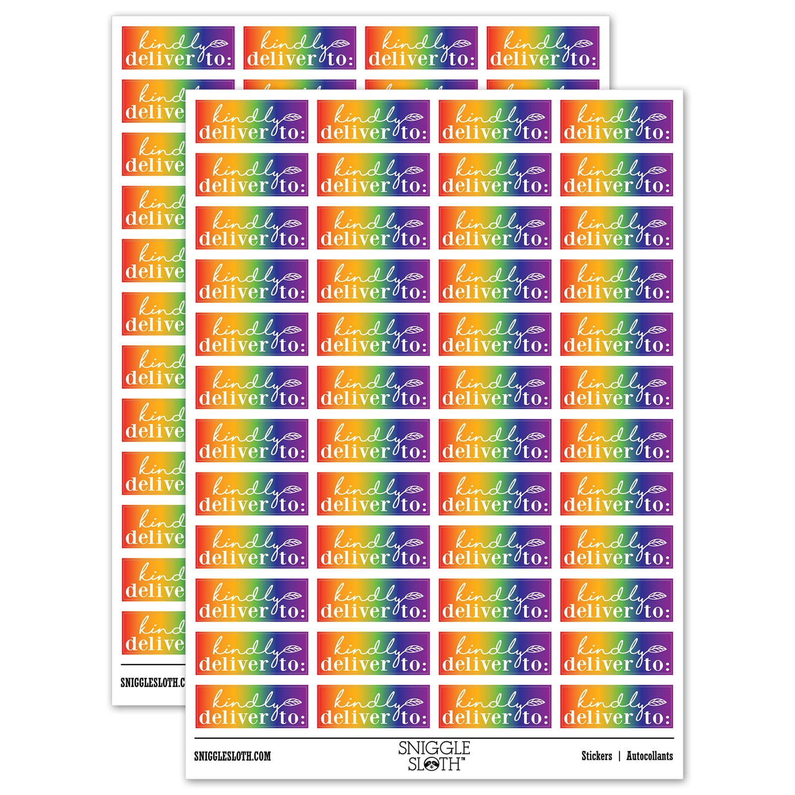 Kindly Deliver To Leaf Detail Letter Mail Sticker Set - Rainbow - Matte ...