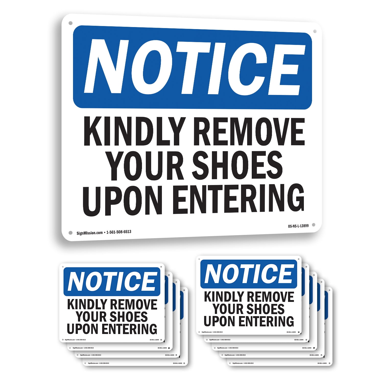 Kindly Remove Your Shoes Upon Entering OSHA Notice Rigid Plastic Sign ...