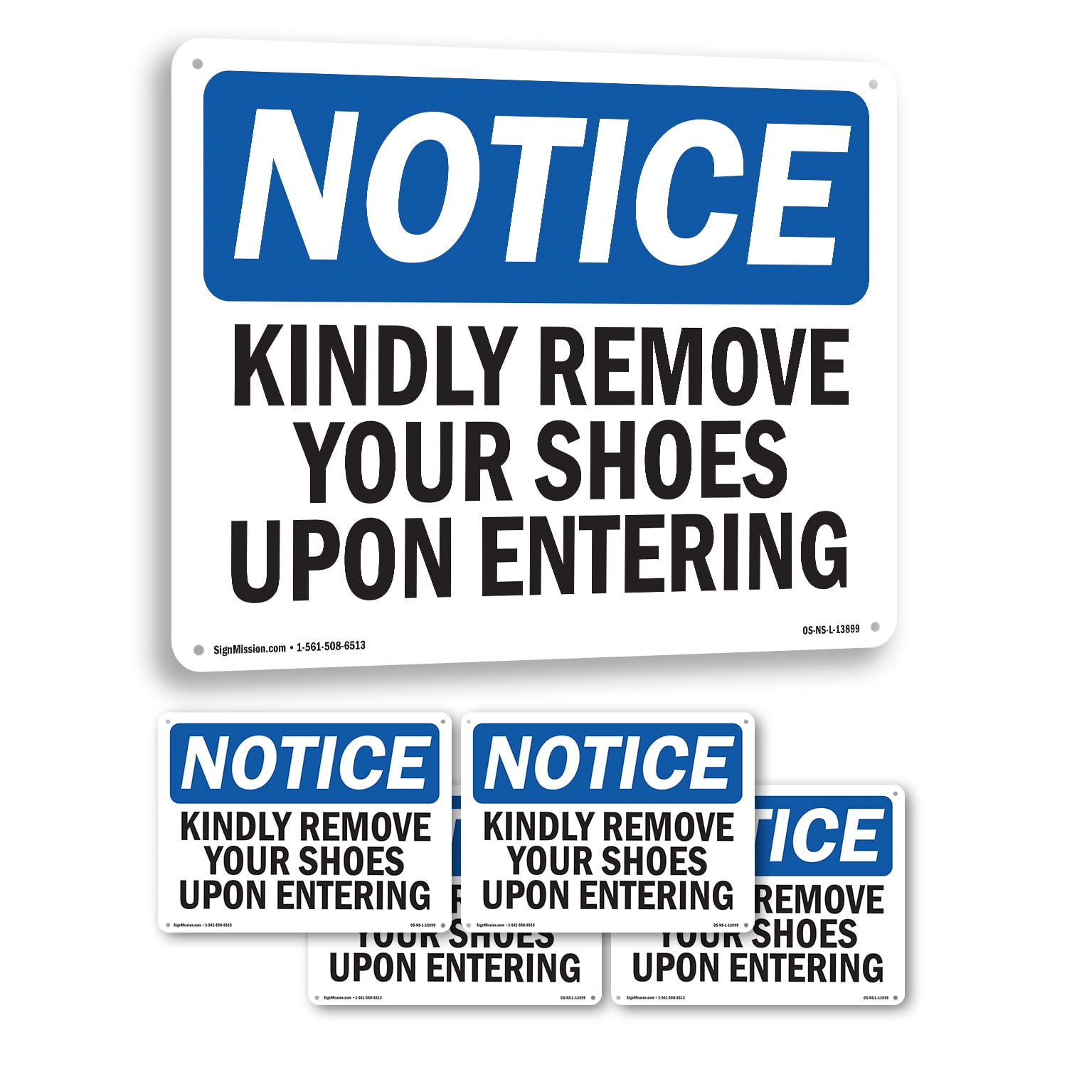 Kindly Remove Your Shoes Upon Entering OSHA Notice Rigid Plastic Sign ...
