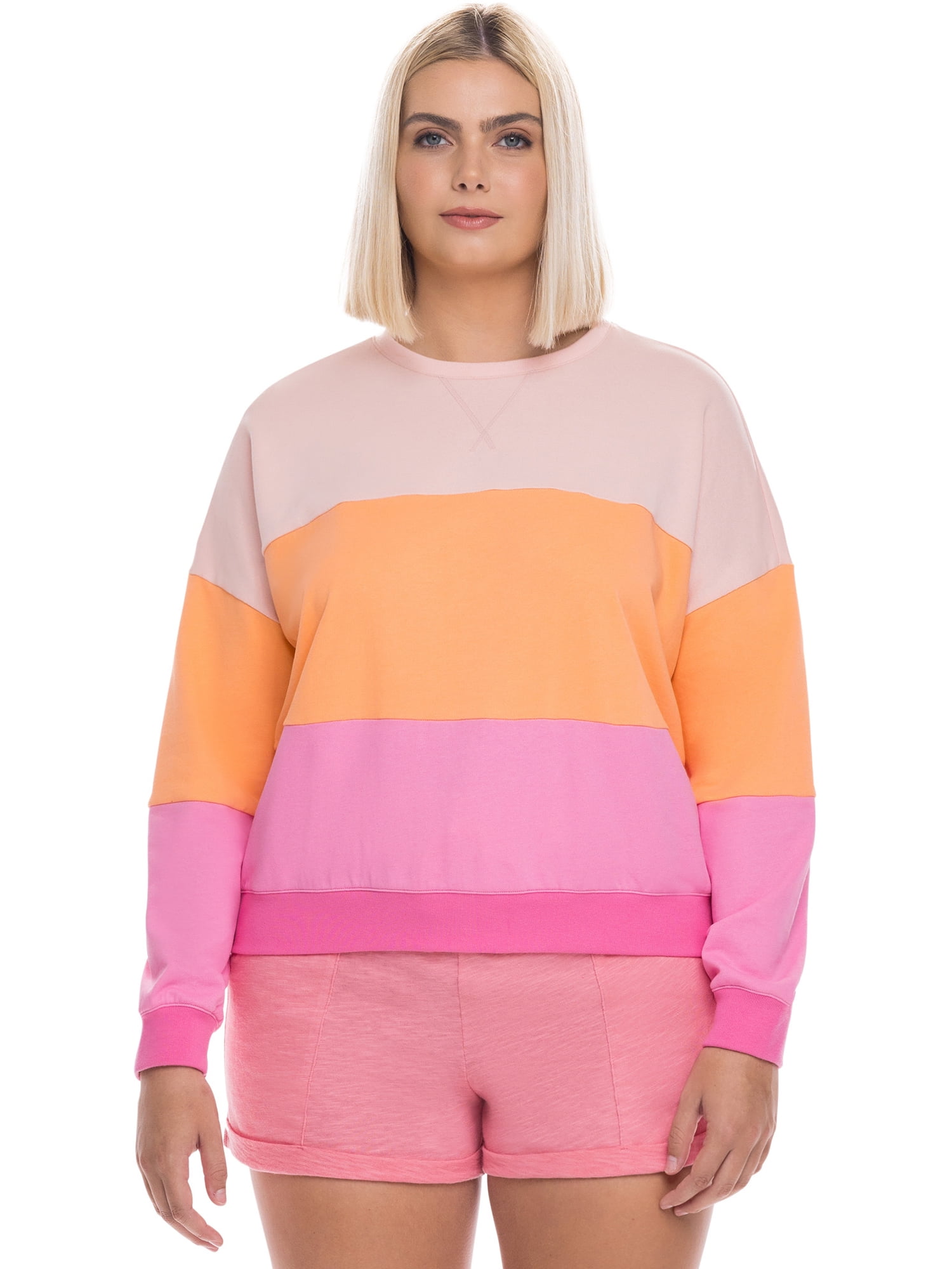Kindly Yours Colorblock Pullover Lounge Sweatshirt (Women's), Sizes S ...