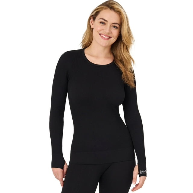 Kindly Yours Women's Seamless Rib Scoop Neck Thermal Top, up to Size ...