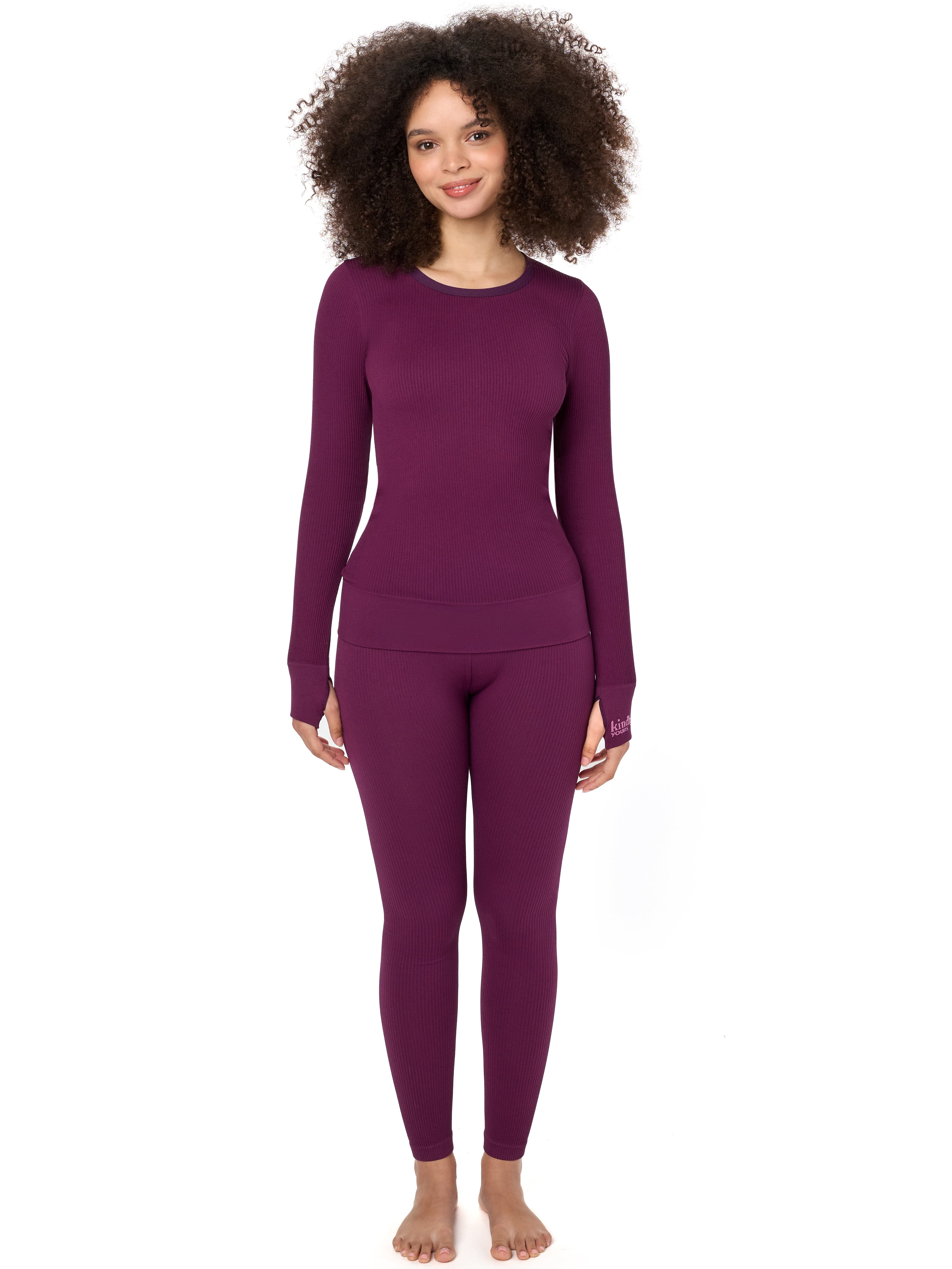 Kindly Yours Women's Seamless Ribbed Crew Neck Thermal Top, Sizes S-3X ...