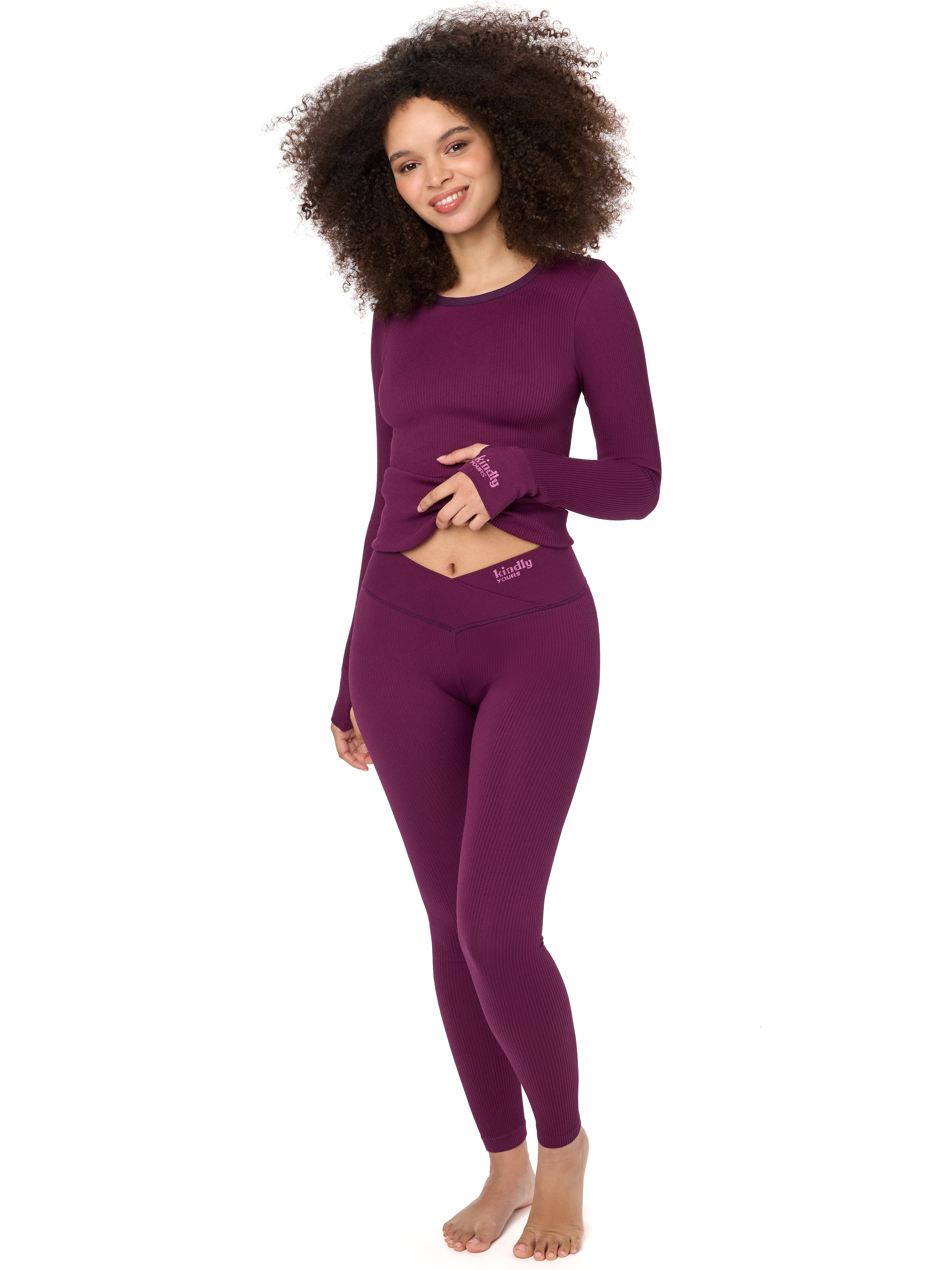 Kindly Yours Women's Seamless Ribbed Thermal Leggings, Sizes S-3X ...