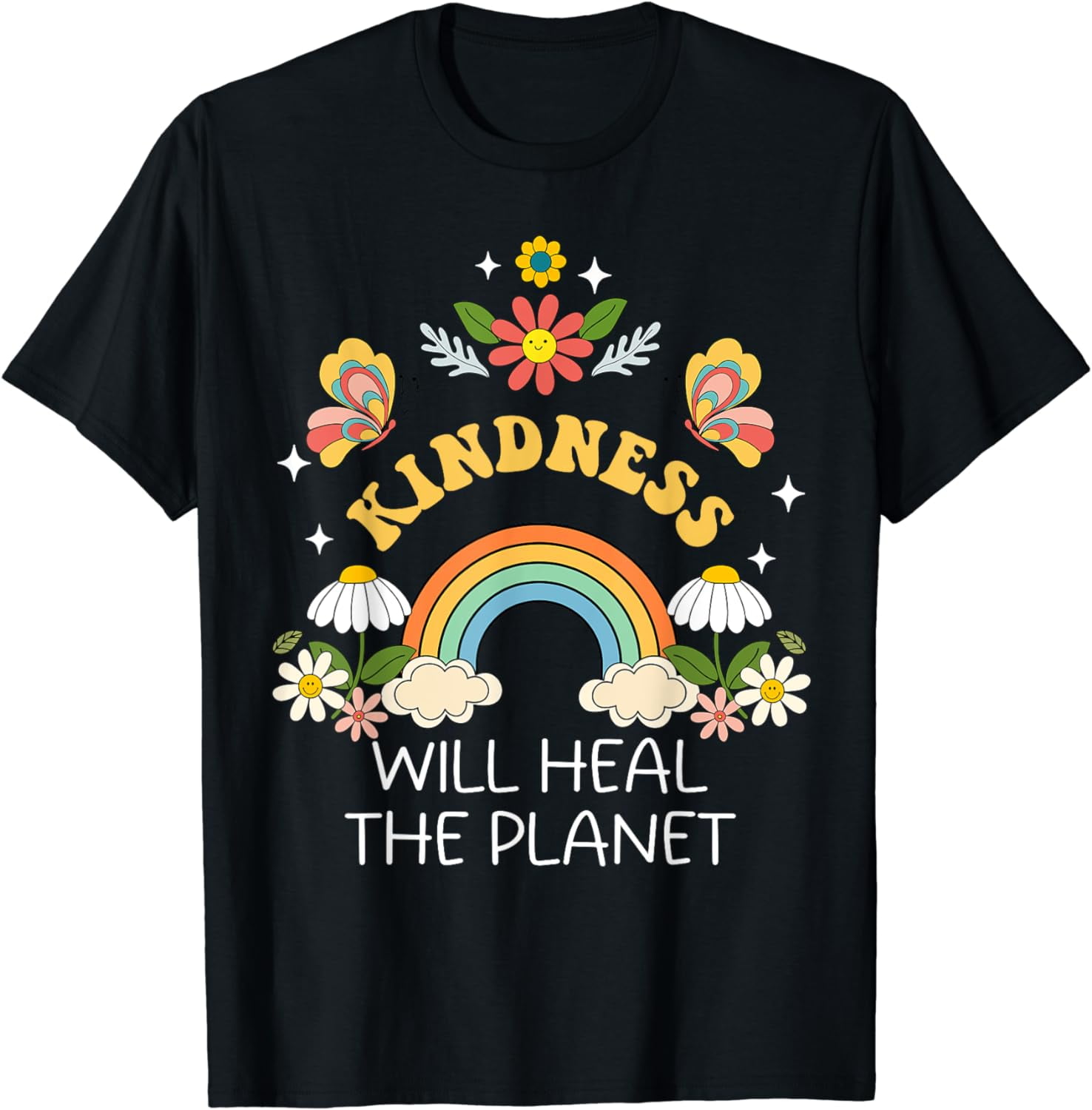 Kindness Be Kind To Planet Groovy 70s Earth Day Girls Kids T-Shirt ...