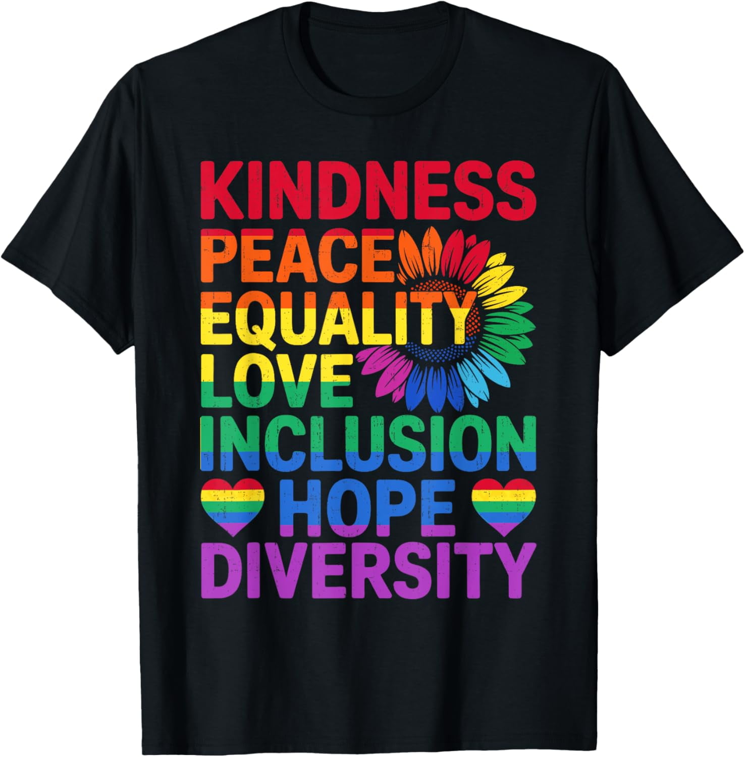 Kindness Equality Love LGBTQ Rainbow Flag Gay Pride Ally T-Shirt Tops ...