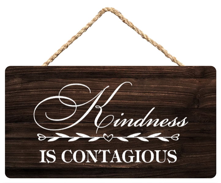 Kindness Is Contagious Wood Sign 12 X 6 Inches Wall Art For Front Door ...