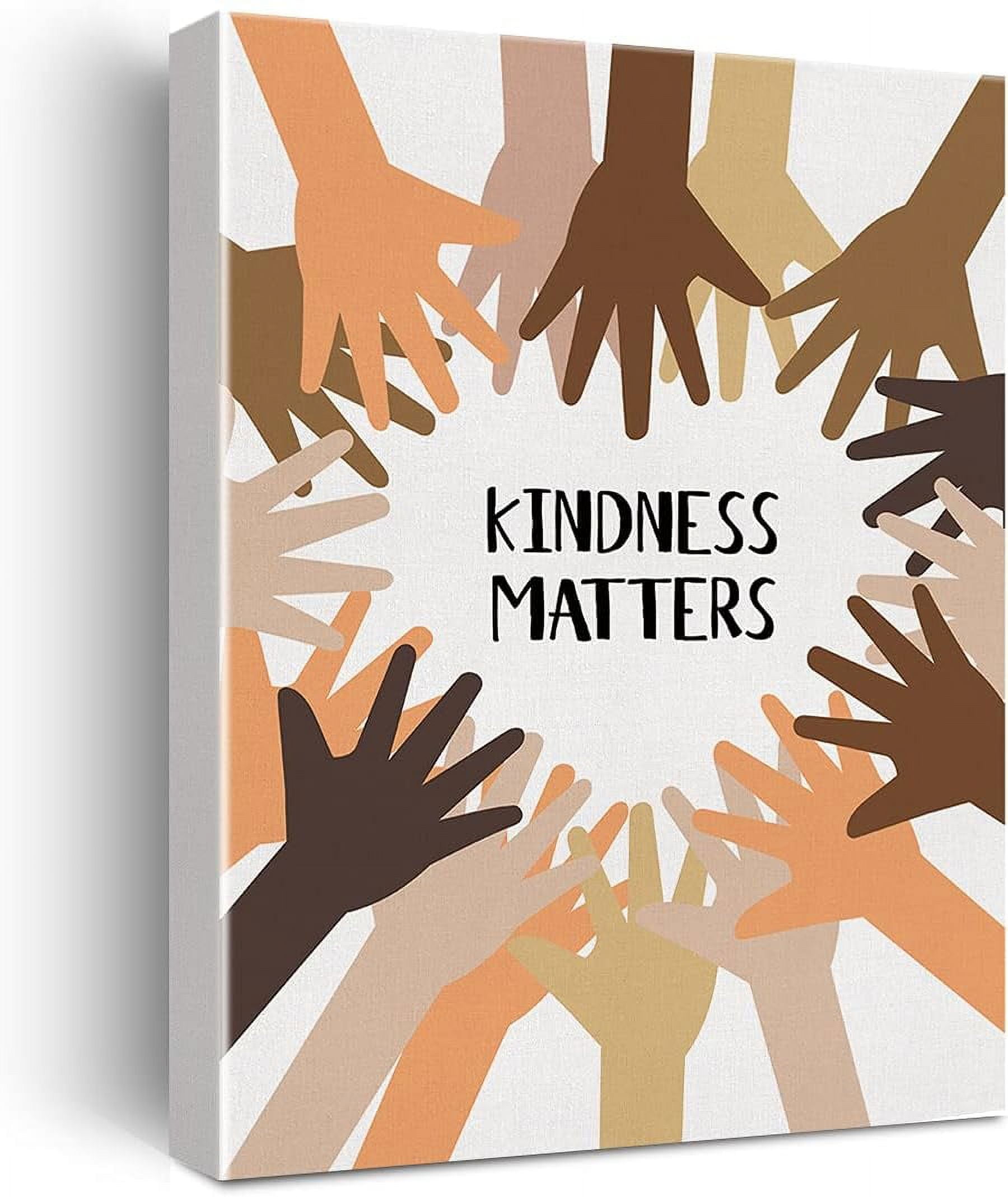 Kindness Matters Diversity Classroom Unframed Canvas Wall Art, Positive ...