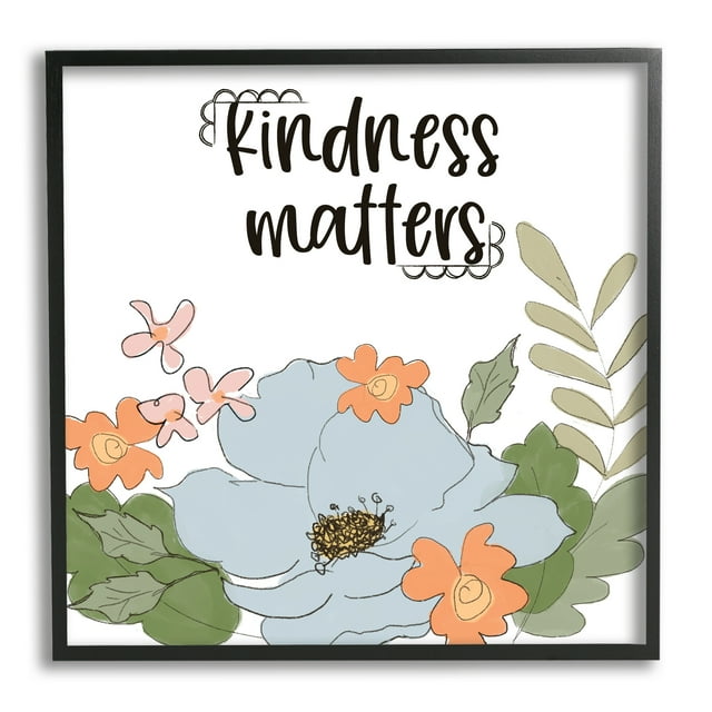 Kindness Matters Sentiment Floral Bouquet Green Leaves Botanical ...