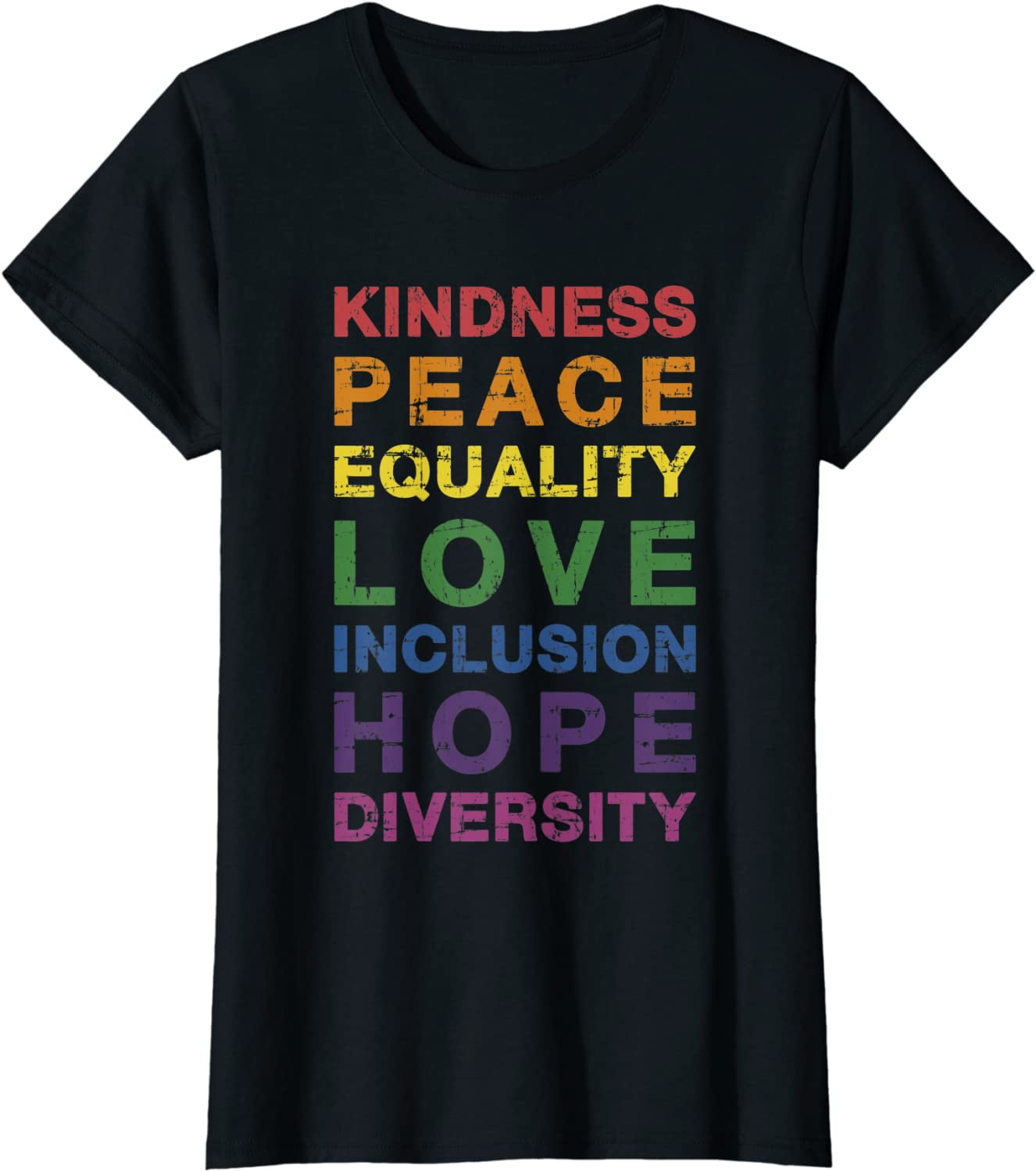 Kindness Peace Equality Rainbow Flag for Pride Month Short Seelve T ...