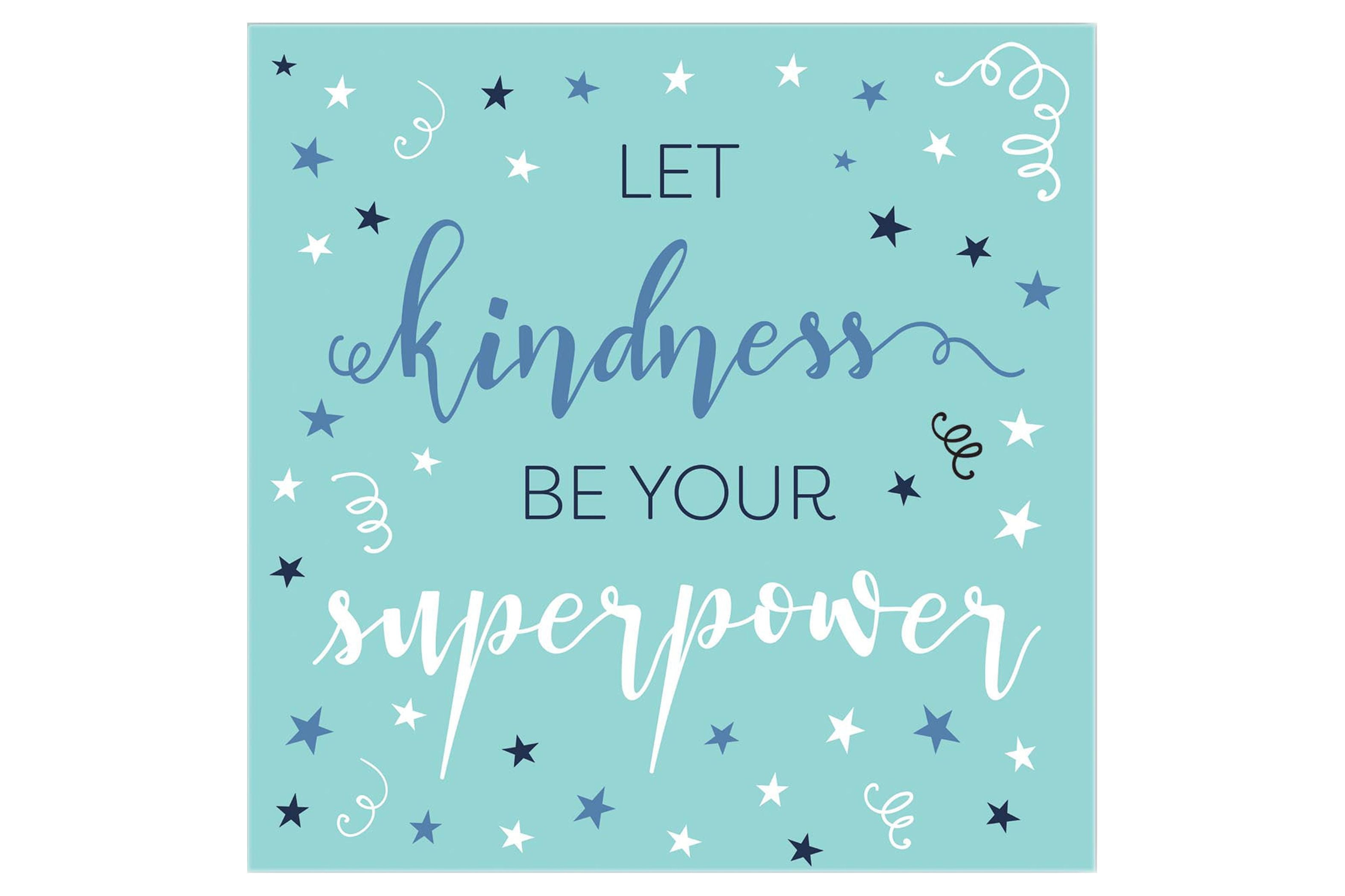 Kindness Superpower Powder Blue Stars 12 x 12 Wood Wall Sign Plaque ...