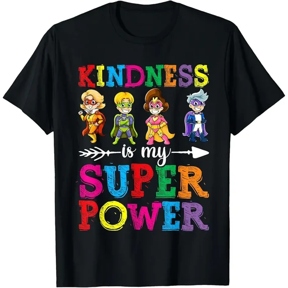Kindness Superpower Superhero Message Unisex Short Sleeve Cotton T ...