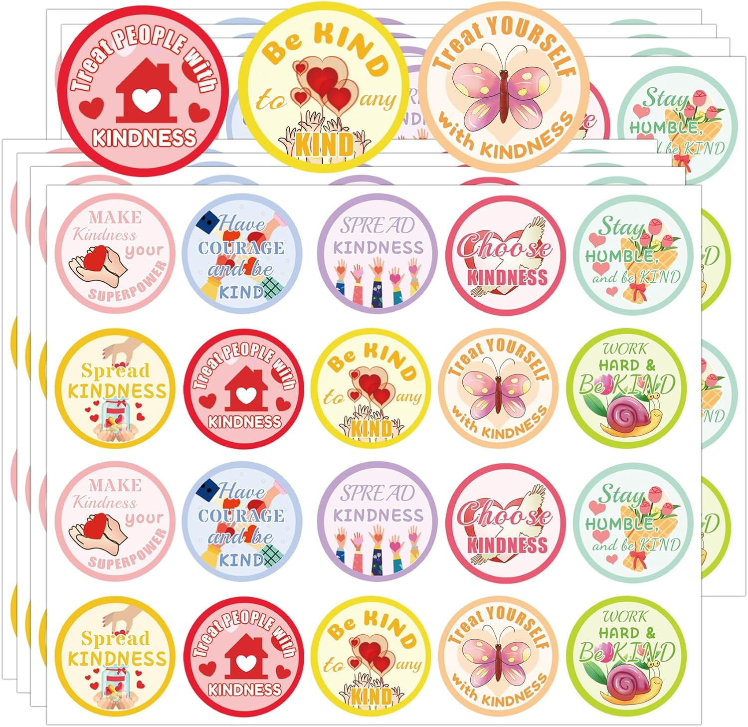 Kindness Vibes Stickers Be Kind Labels Positive Affirmation Phrase ...