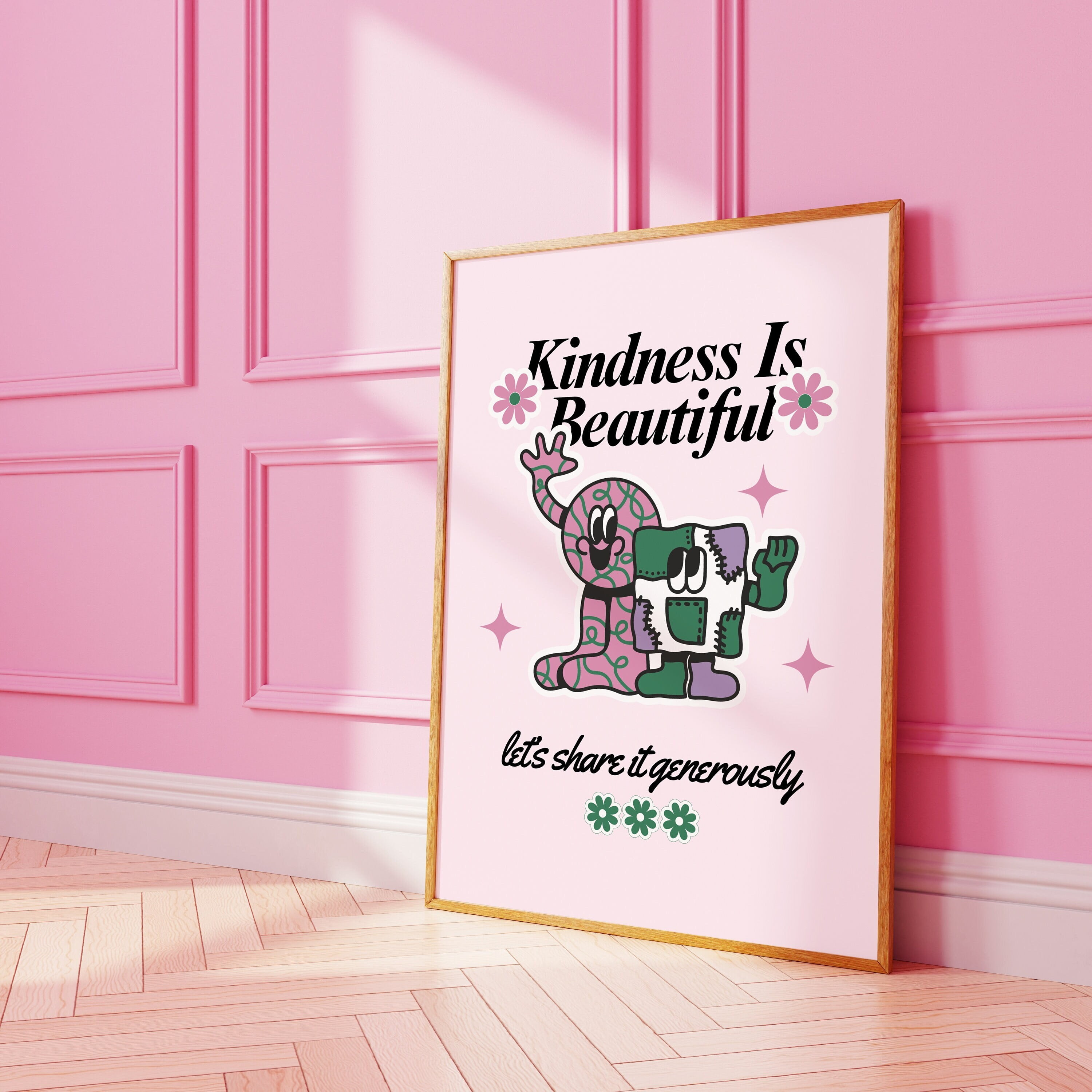 Kindness is Beautiful Poster • Pink Green Retro Classroom Art ...