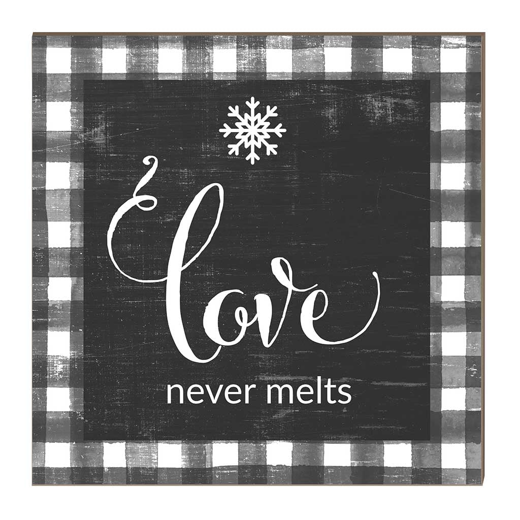 Kindred Hearts 10" Black and White Buffalo Check "Love Never Melts ...