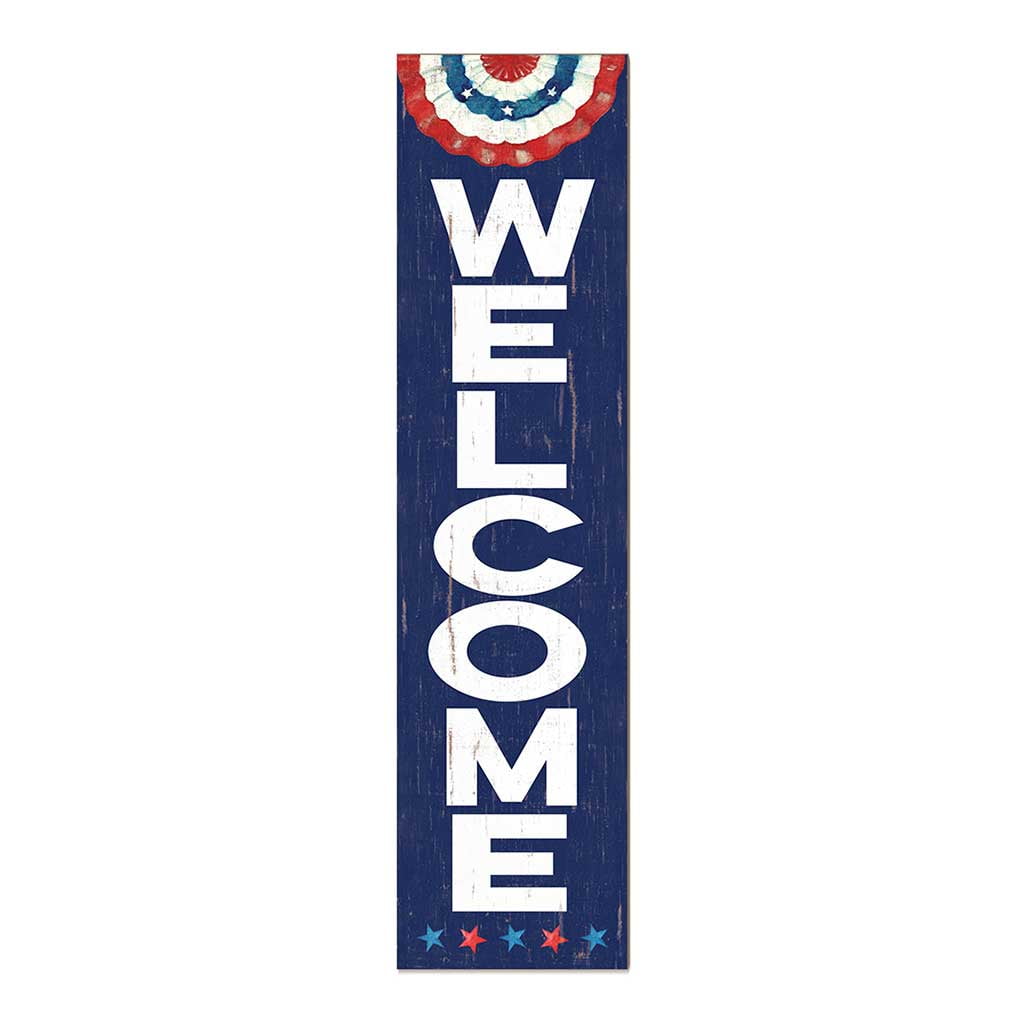 Kindred Hearts 48" Blue and White "Welcome" Patriotic Outdoor Leaning ...