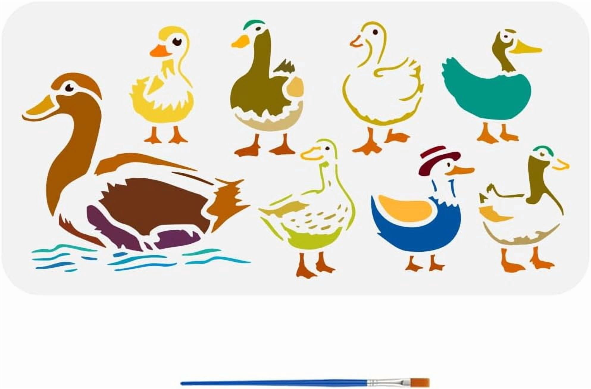 All Kinds of Ducks Painting Template with Brush 5.9x11.8inch Duck Flock ...