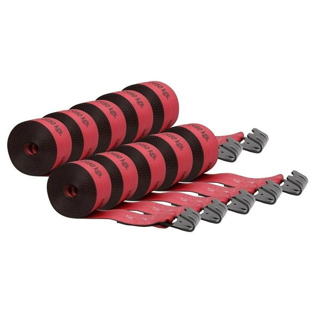 Kinedyne Winch Straps 4" x 30" Red Heavy Duty Tie down with Flat Hooks ...