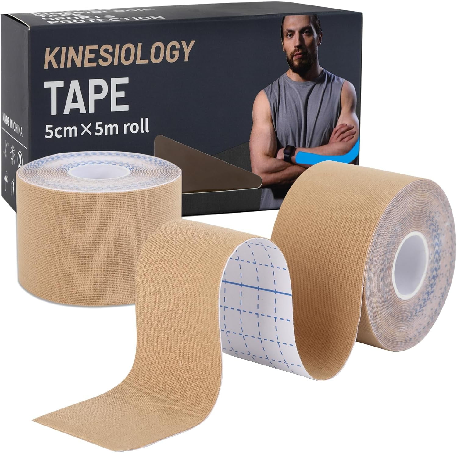 Kinesiology Tape (2 Rolls) - Waterproof, Breathable, Hypoallergenic ...