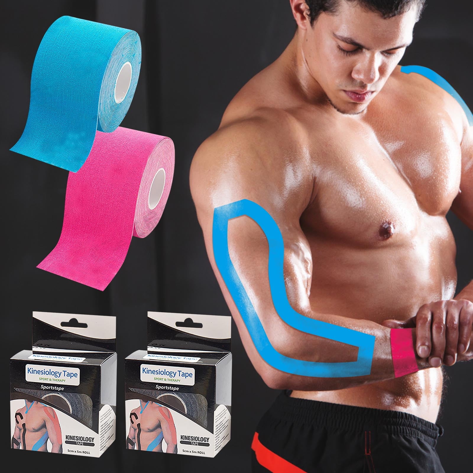 Kinesiology Tape, Ergonomic Muscle Strips, Reusable 5cm5m, Adhesive ...