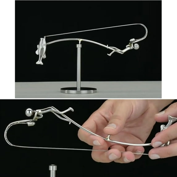 Kinetic Fishing Sculpture - 2025 Fisherman Kinetic Balancing Desk Toy ...