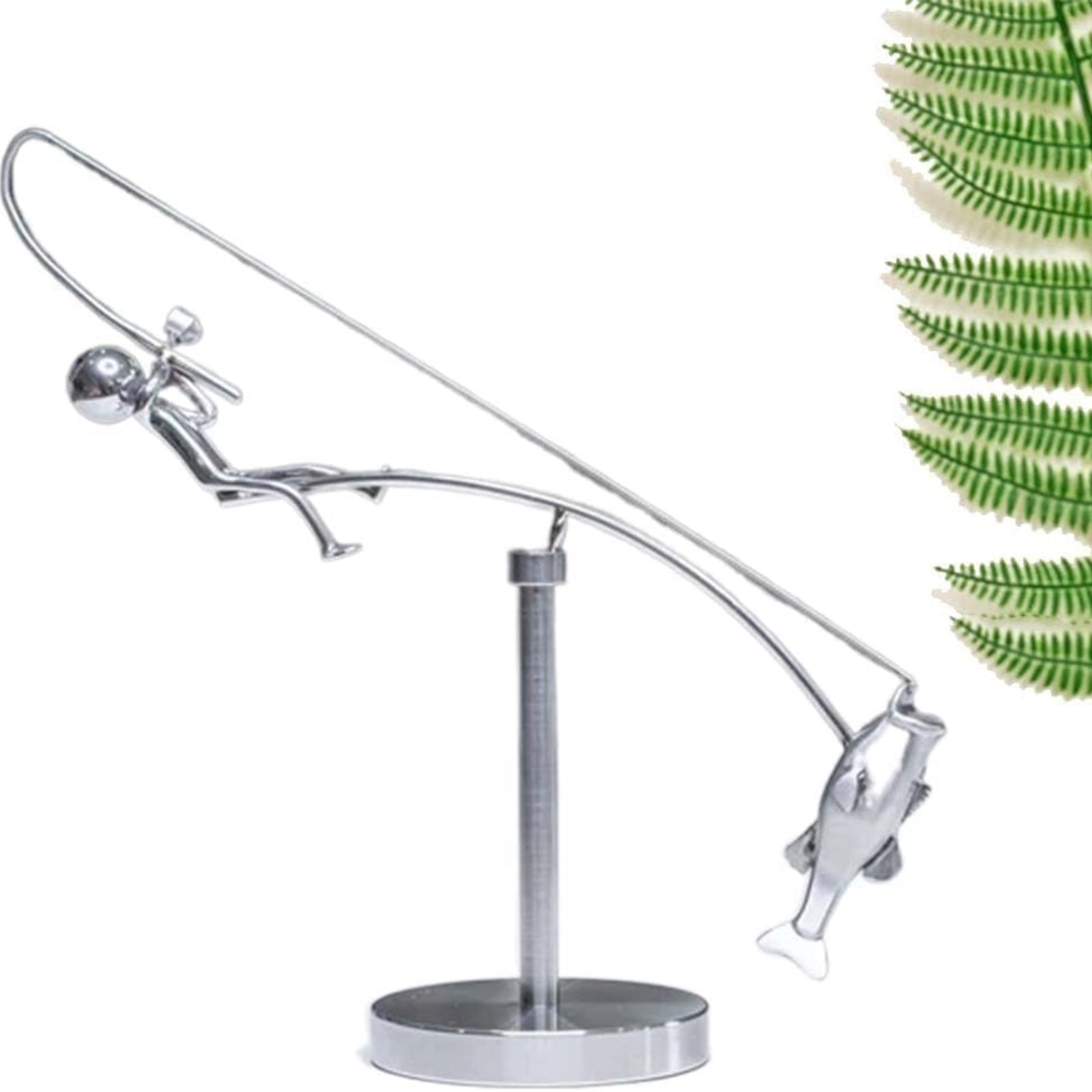 Kinetic Fishing Sculpture Balance Art for Your Space Fisherman Kinetic Balancing Desk Toy ...