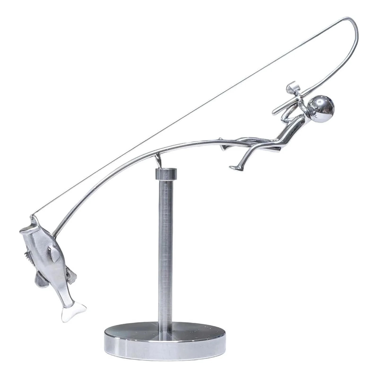 Kinetic Fishing Sculpture - Balance Art for Your Space, Fisherman ...
