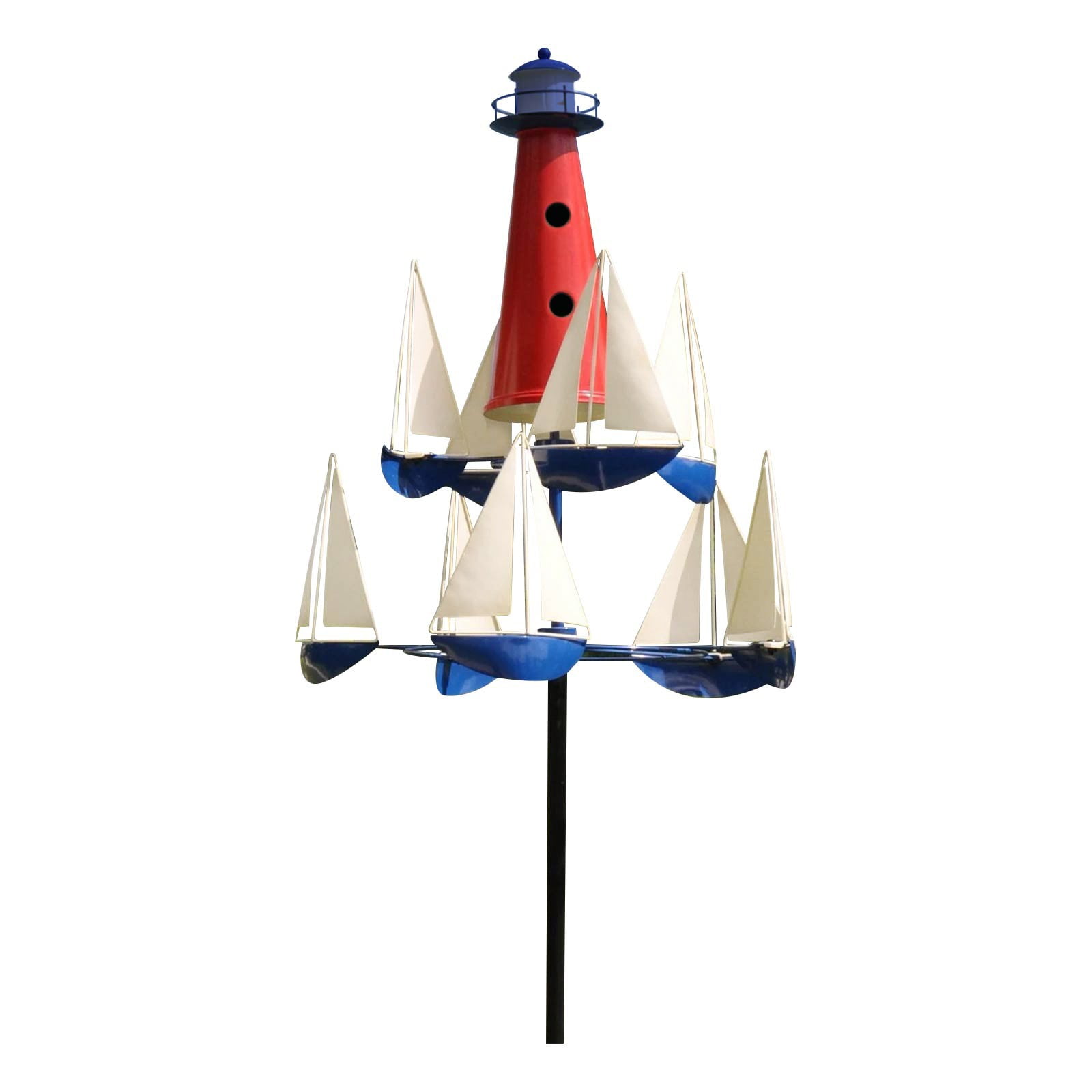 Nautical Sailboat Wind Spinner-Lighthouse Windmill Sculpture for ...