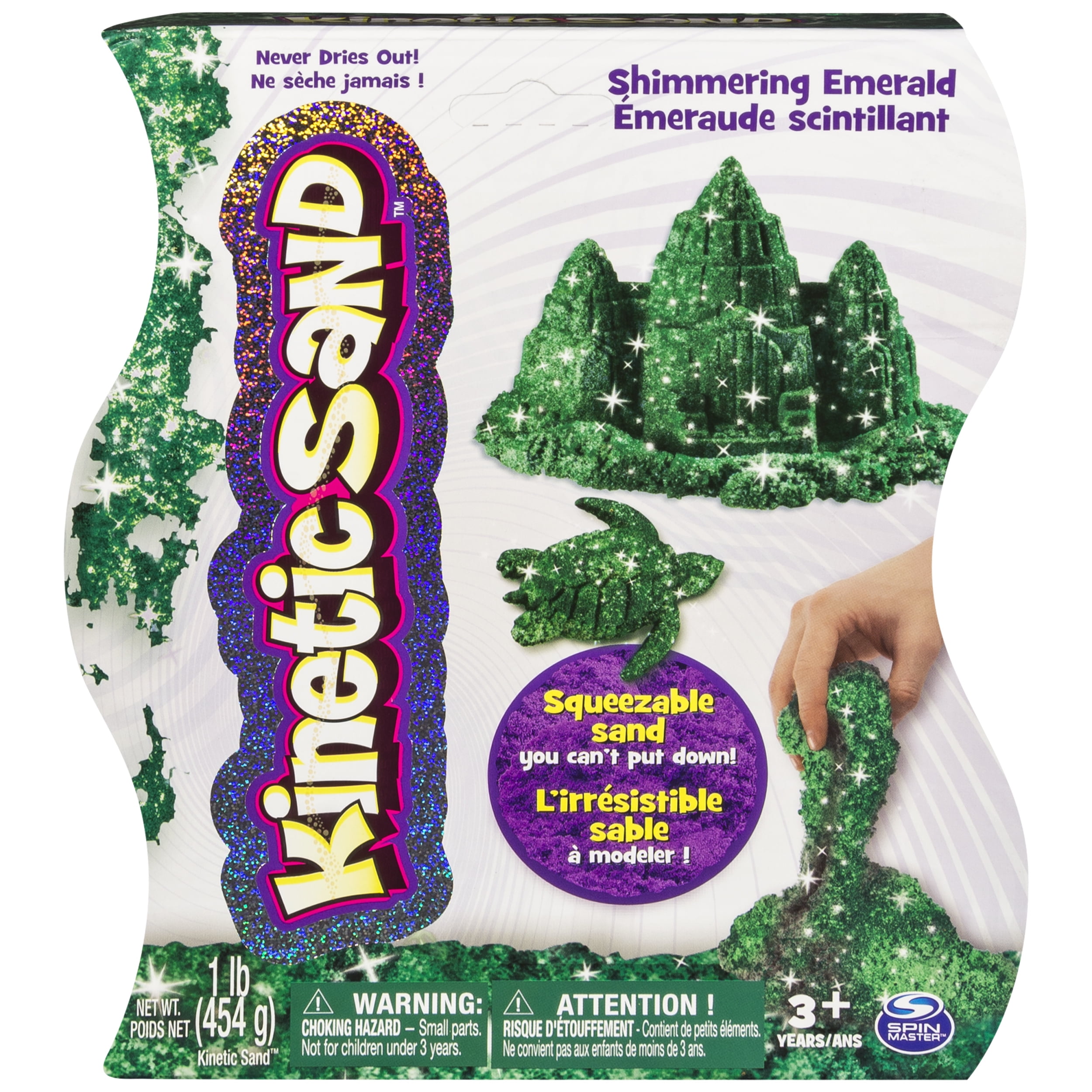 Kinetic Sand, 1lb Shimmering Emerald Green Magic Sand for Ages 3 and Up ...