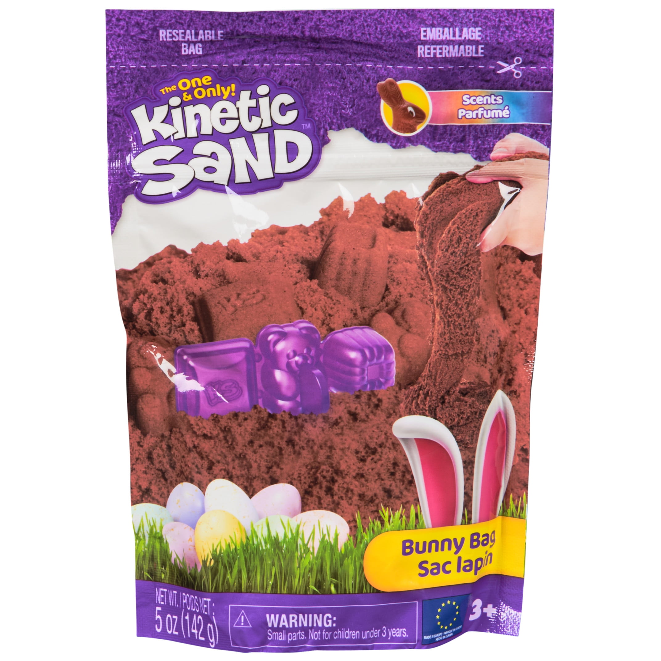 Kinetic Sand, Bunny Bag with 8oz Chocolate Scented Play Sand & Easter ...