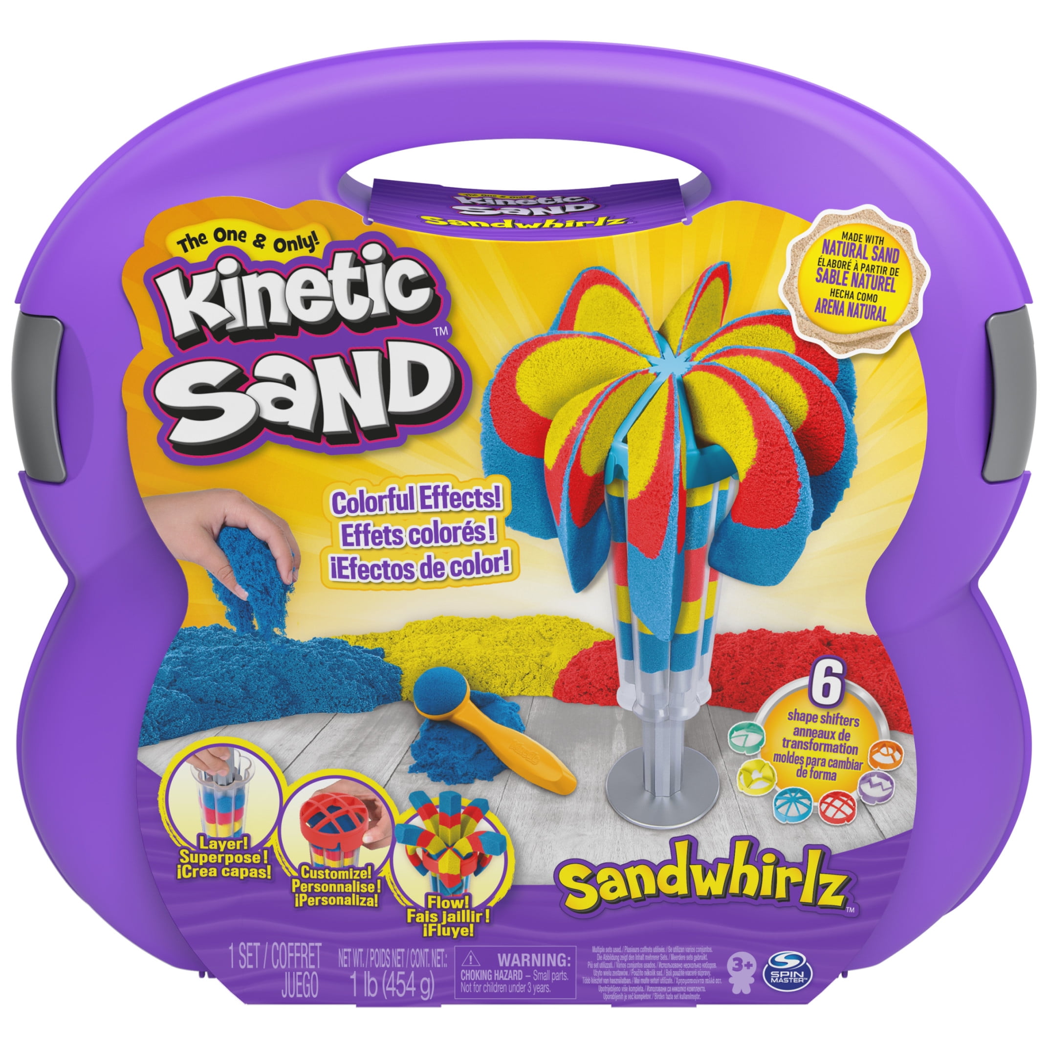 Kinetic Sand, Sandwhirlz Playset with 3 Colors, Scoop & 10+ Tools ...