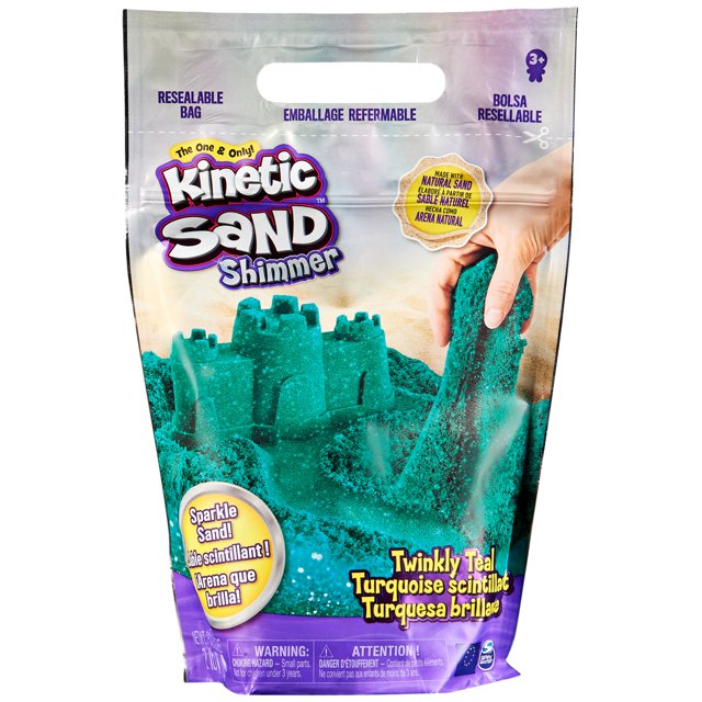 Kinetic Sand, Twinkly Teal 2lb Bag of All-Natural Shimmering Play Sand ...