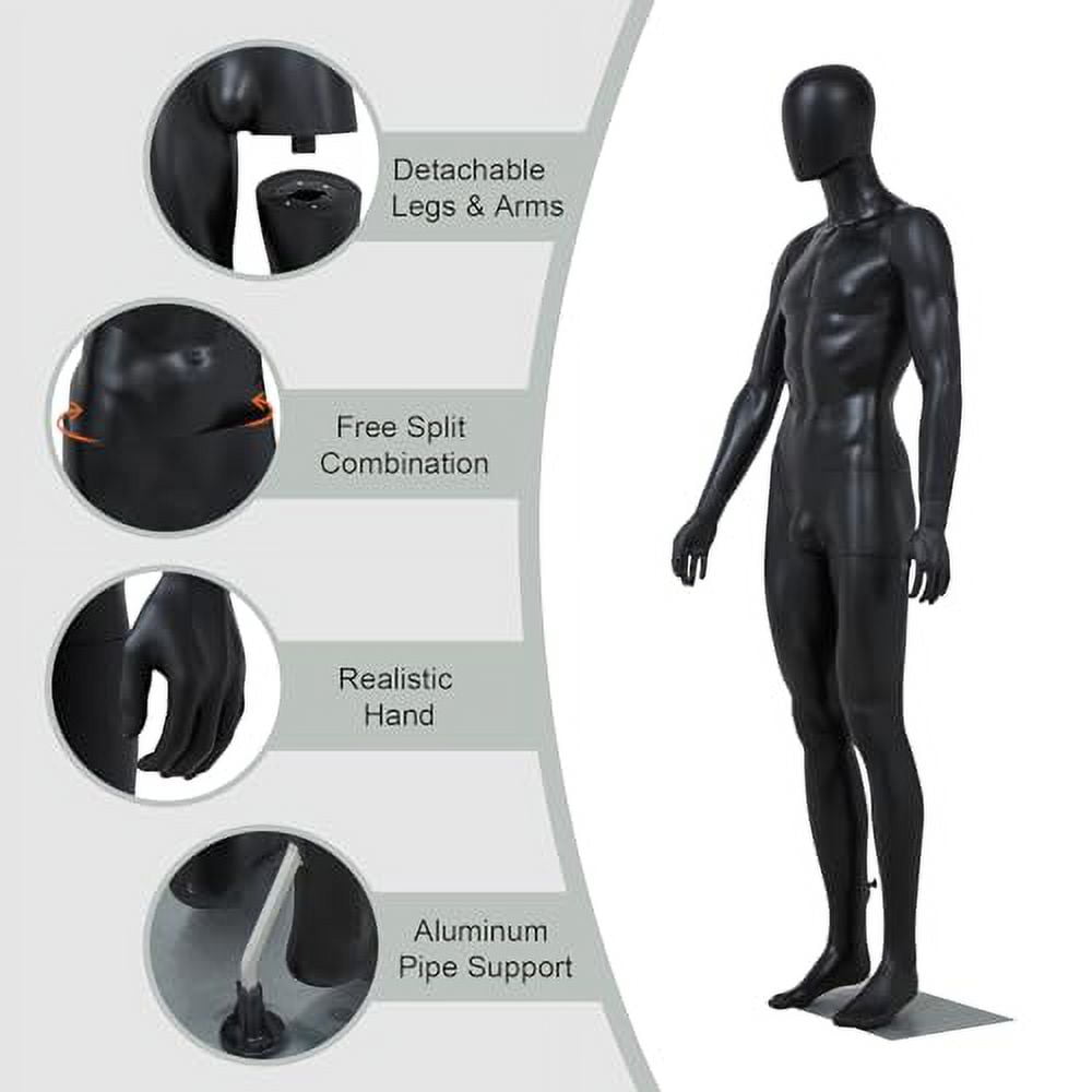 Kinfant Full Body Male Mannequin - 72.8" Detachable Male Body Model ...