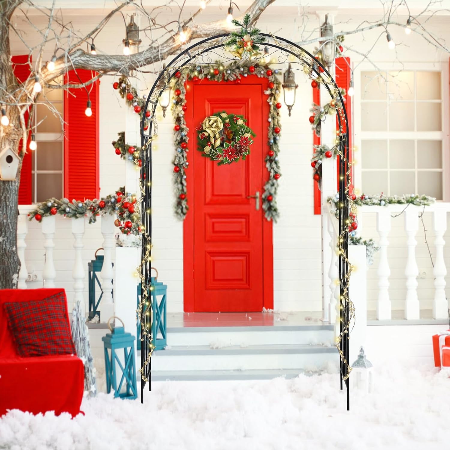 Kinfant Outdoor Metal Garden Arch - Metal Frame Stand Trellis for ...