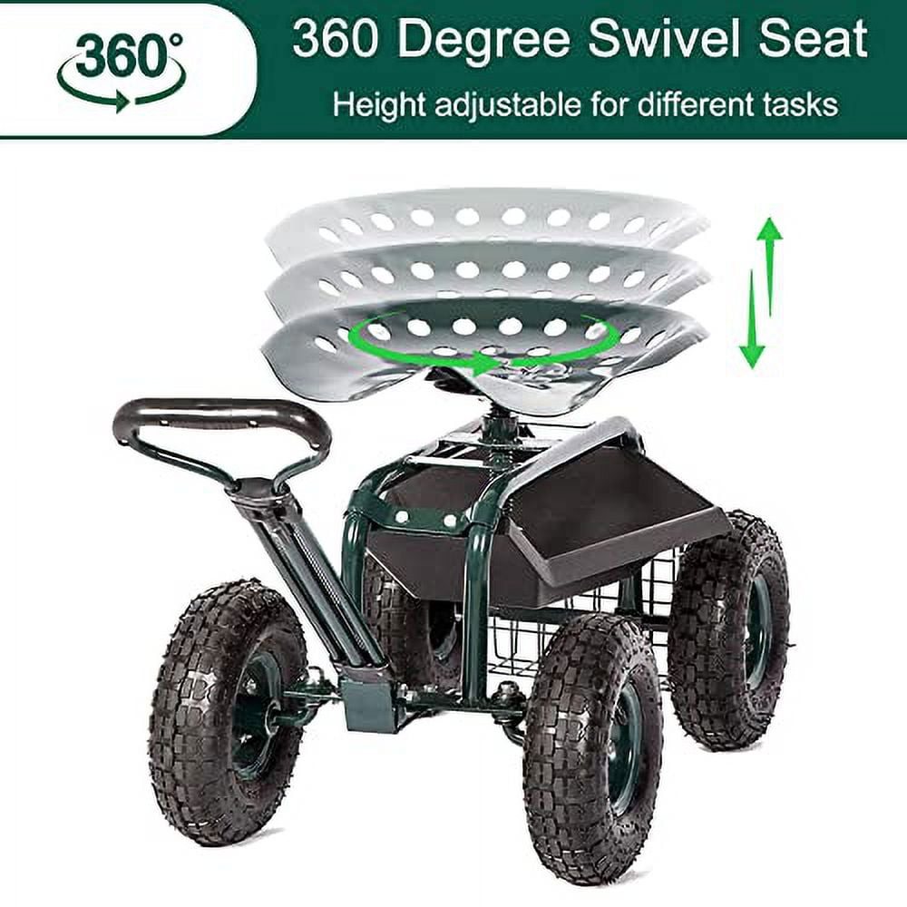 Kinfant Rolling Garden Cart Scooter Stool - Garden Cart with Wheels ...