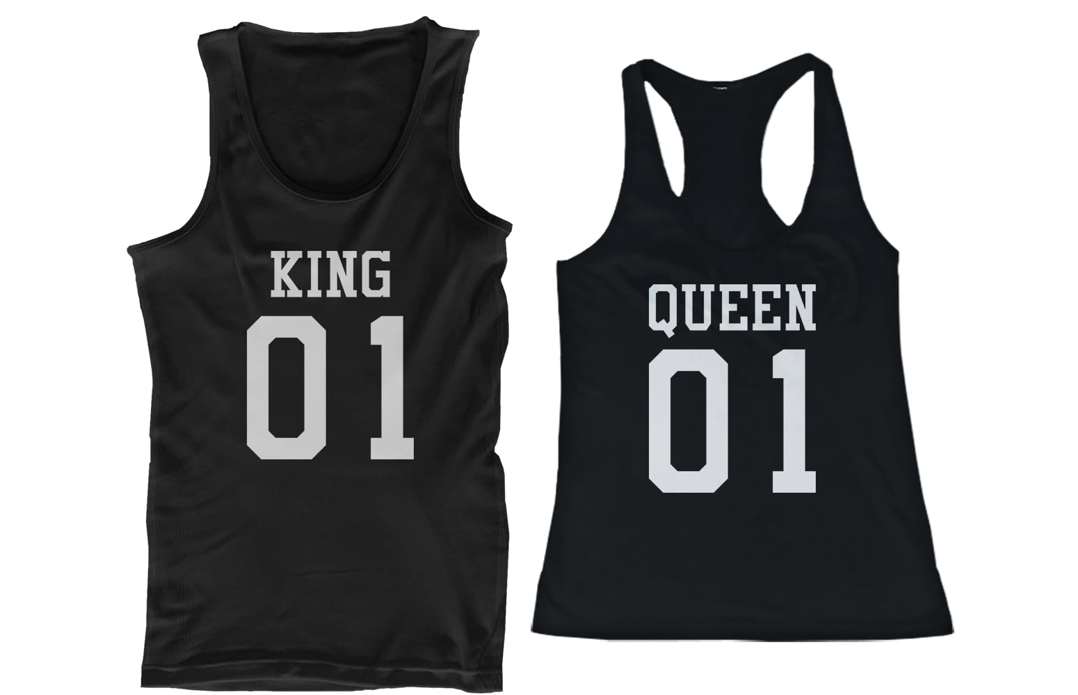 King 01 Queen 01 Couple Tank Tops Matching Tanks Summer Vacation Tee ...