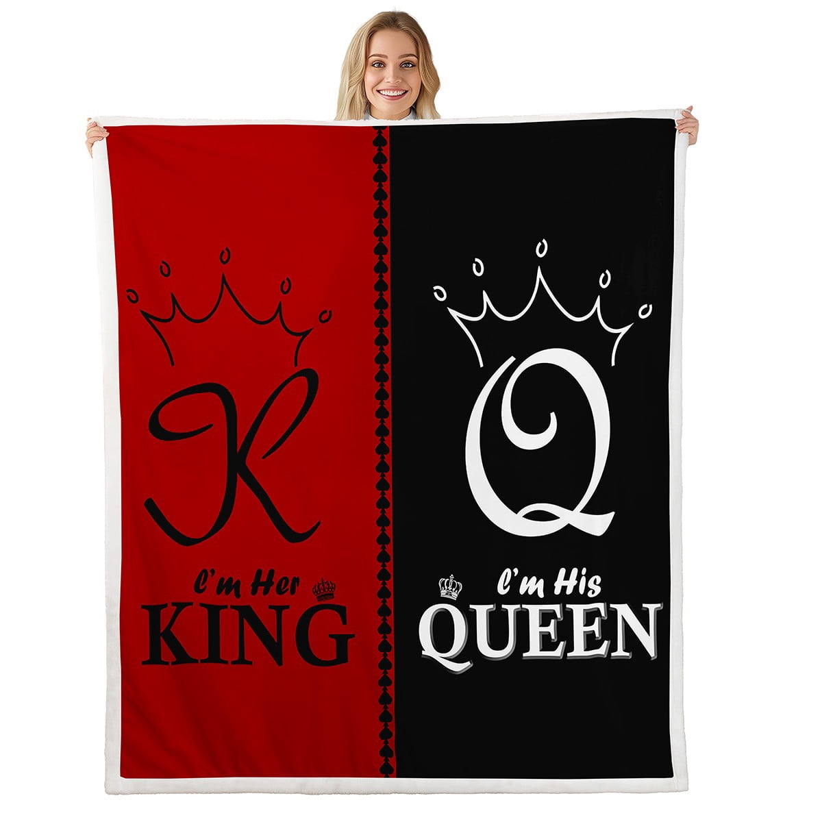 King And Queen Couple Throw Blanket Queen 90"X90" For Adults Men Women ...