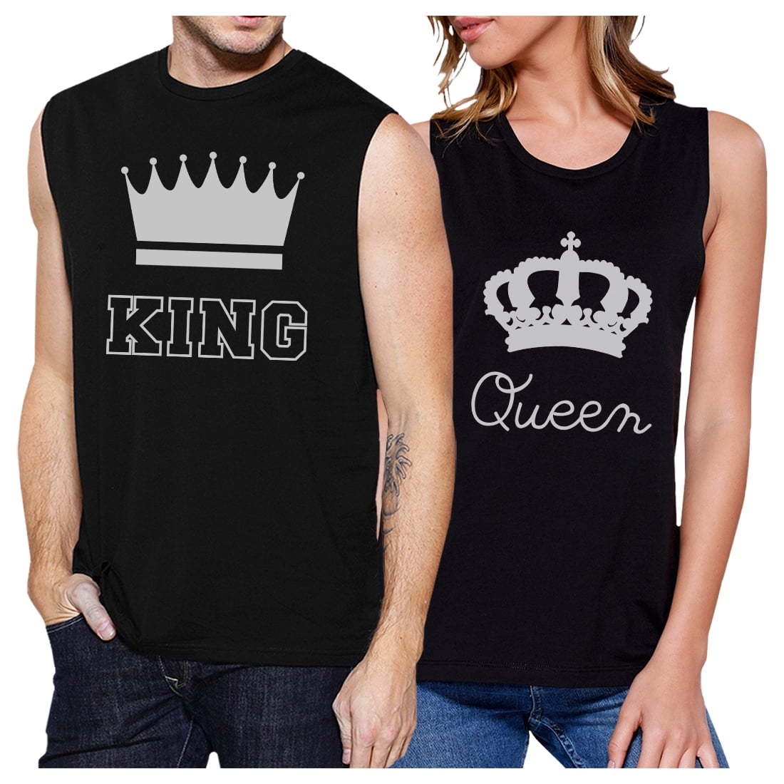 King And Queen Couples Muscle Tank Tops Black Funny Anniversary ...