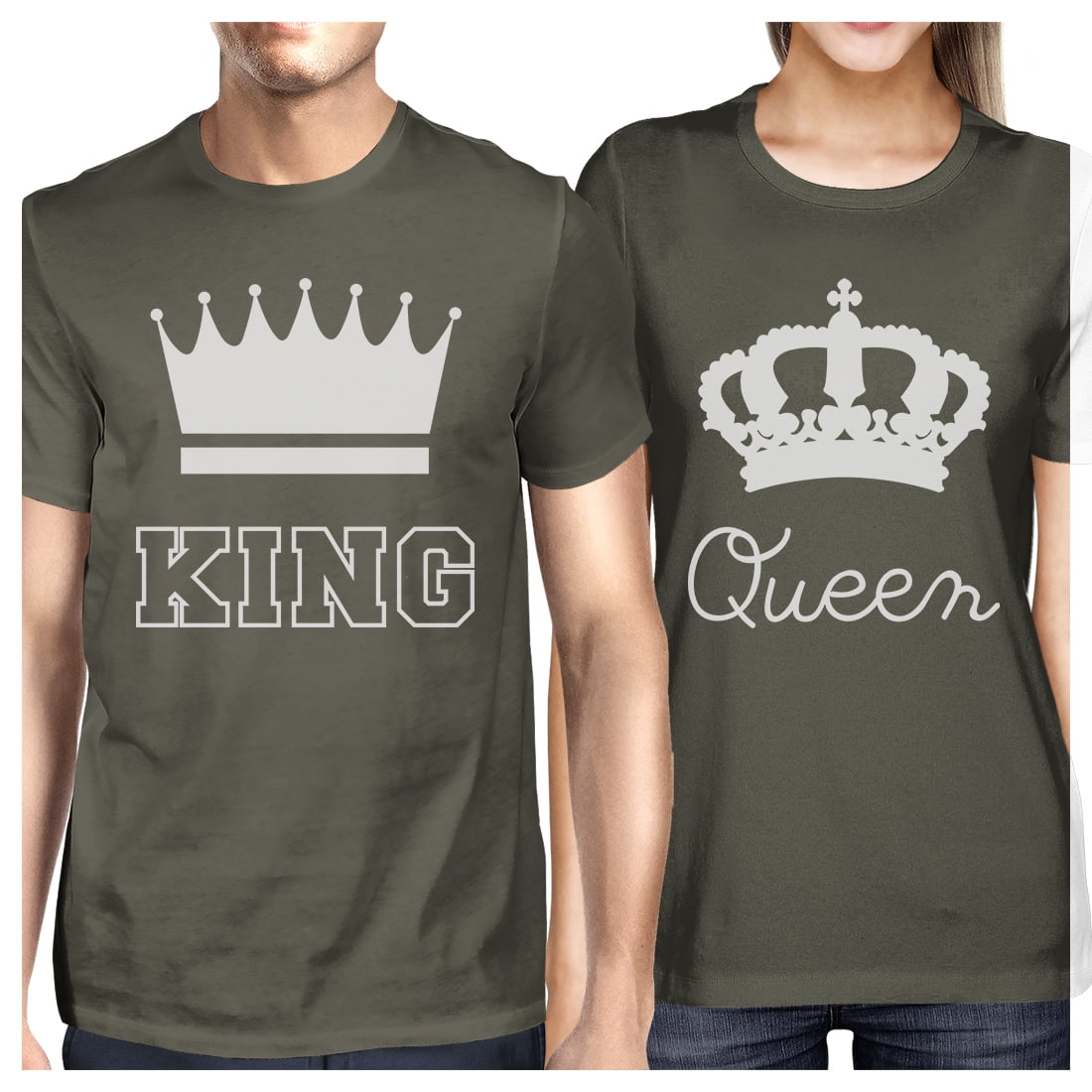 King And Queen Matching Couple Gift Shirts Cool Grey For Newlyweds ...