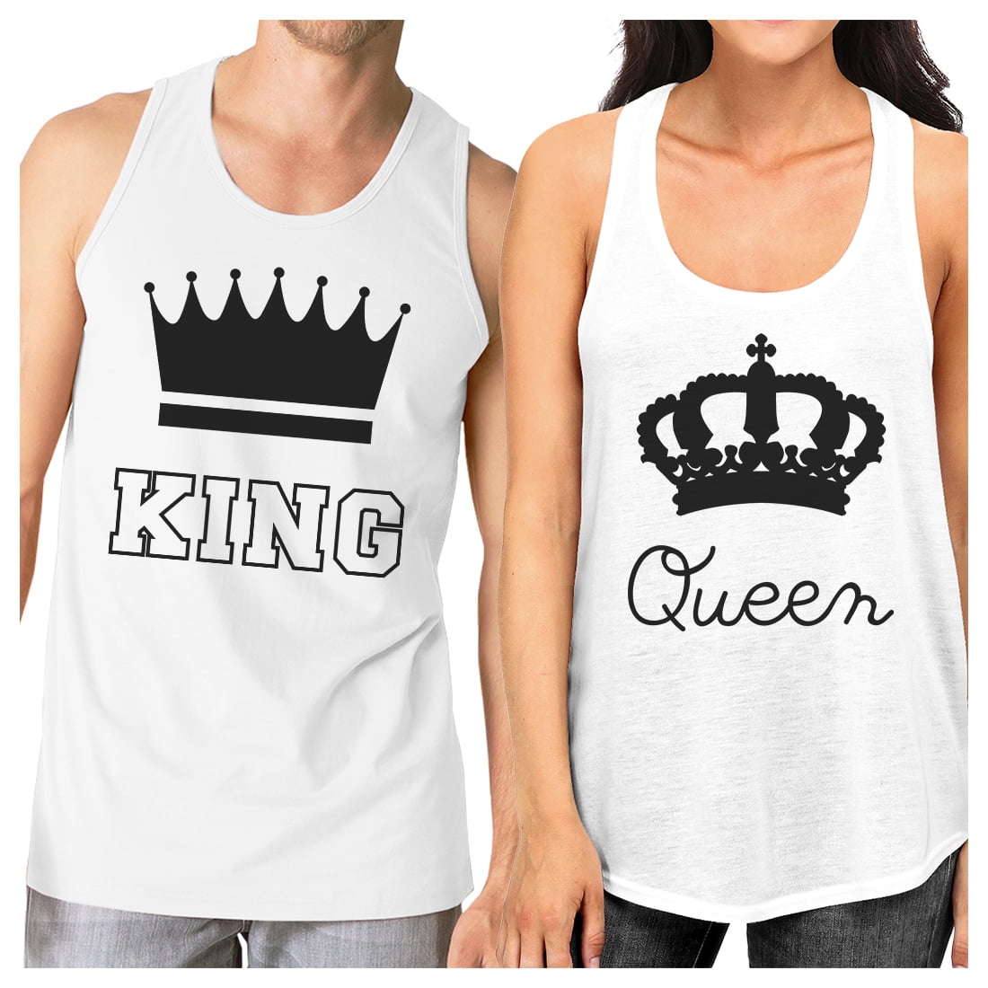 King And Queen Matching Couple Tank Tops White Unique Couples Gifts ...
