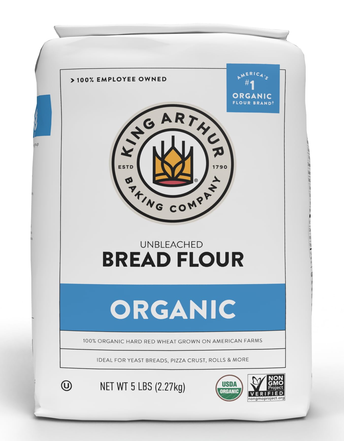 King Arthur 100% Organic Bread Flour, BSL1 Unbleached, 5 lb (Pack of 1 ...