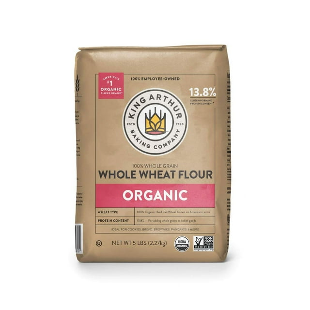 King Arthur, 100% Organic Whole Wheat Flour, 100% Whole Grain, Non-GMO ...