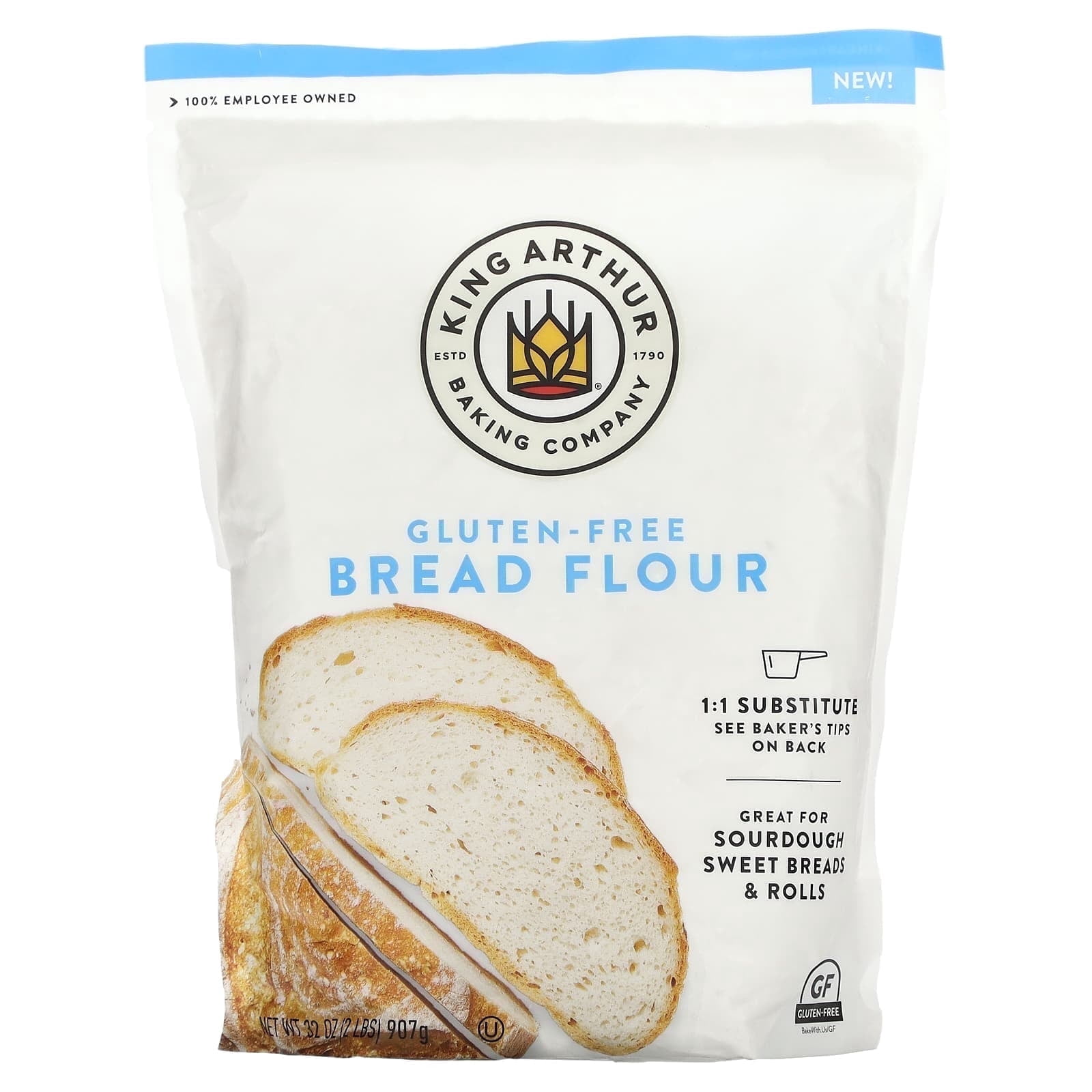 King Arthur Baking Company, Gluten Free Bread Flour, 2 lbs (907 g) Pack ...