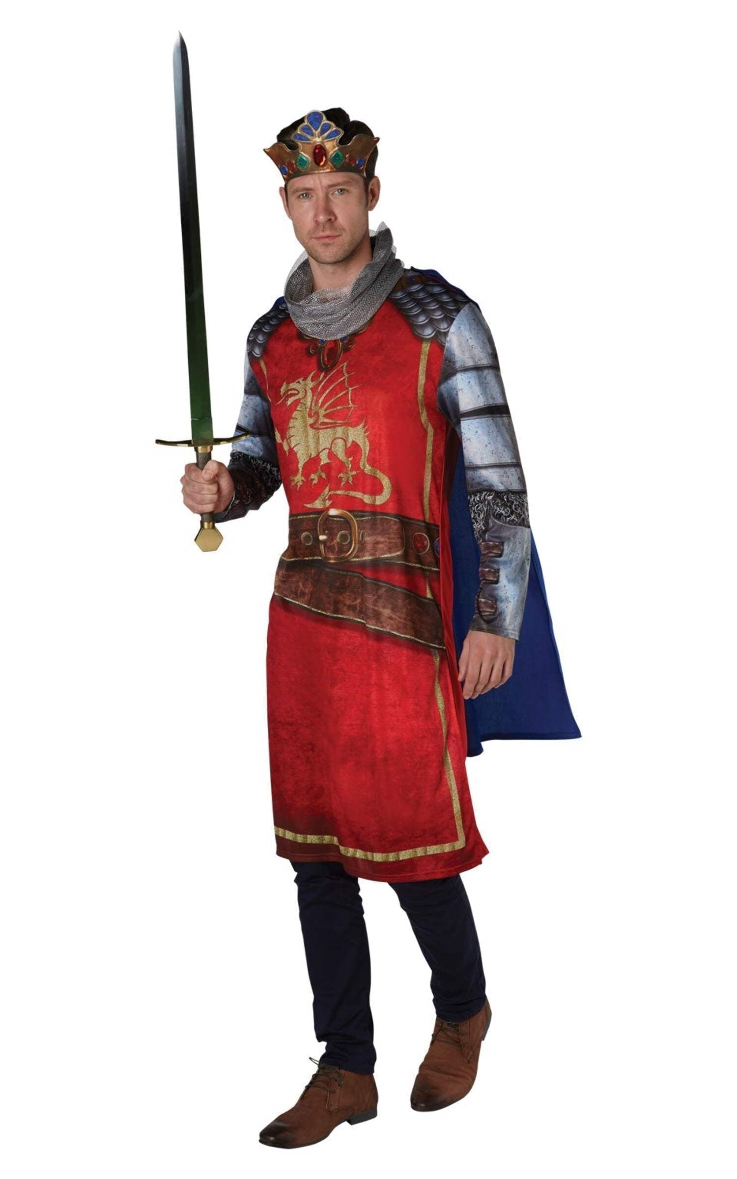 King Arthur Costume Generic Standard Male Adult Red Fancy Dress Party ...