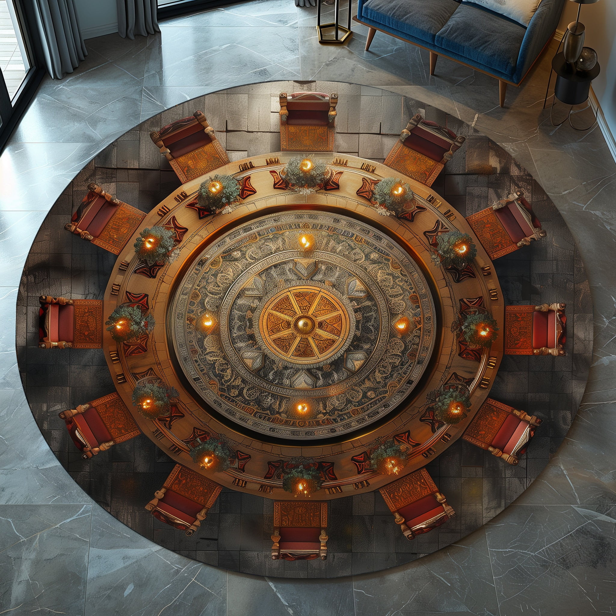 King Arthur and His Knights of the Round Table Rug 6.5 ft = 200 cm ...