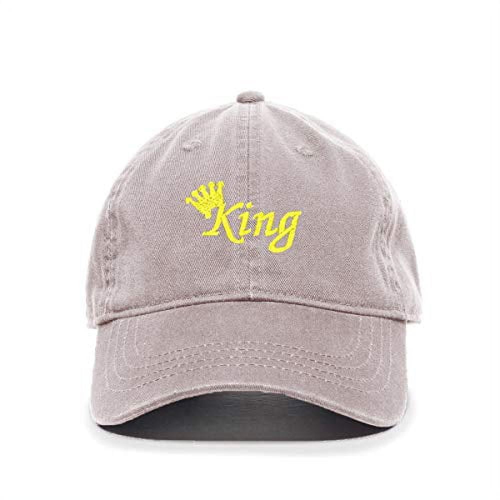 King Baseball Cap Embroidered Cotton Adjustable Dad Hat Light Grey ...