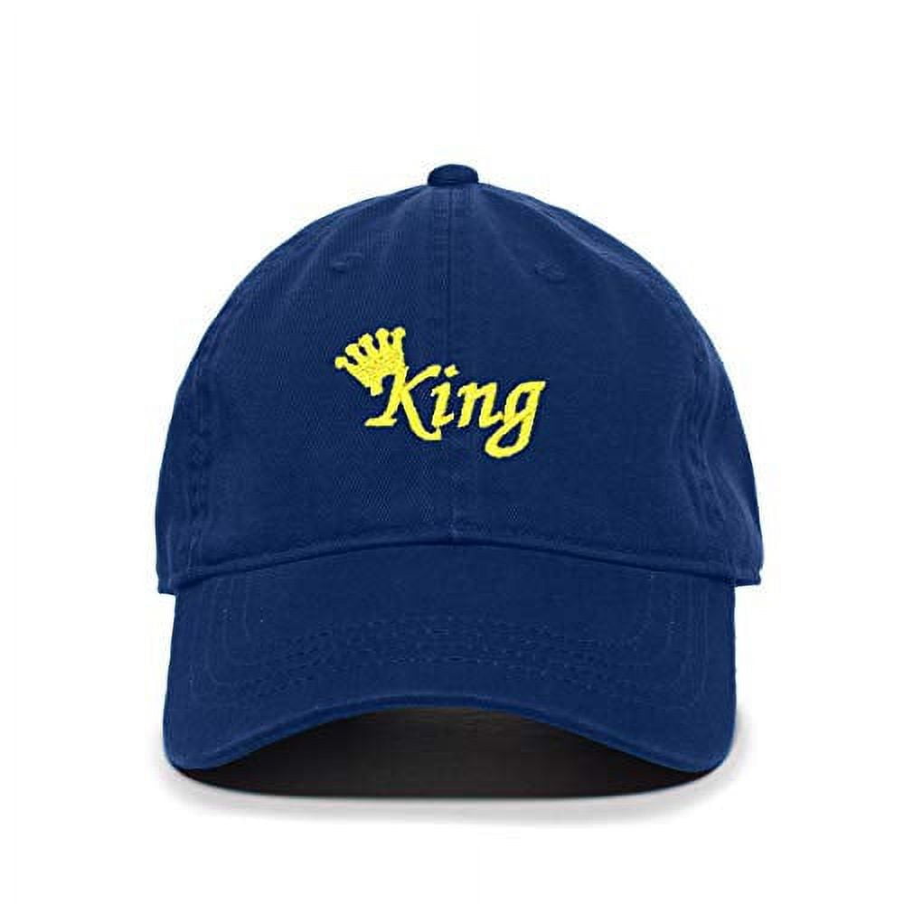 King Baseball Cap Embroidered Cotton Adjustable Dad Hat Royal Blue ...