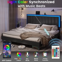 Homfa Queen LED Platform Bed Frame with Under-Bed Storage, Floating ...