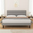 HAIIDE King Size Bed Frame with Upholstered Wingback Headboard, Light ...