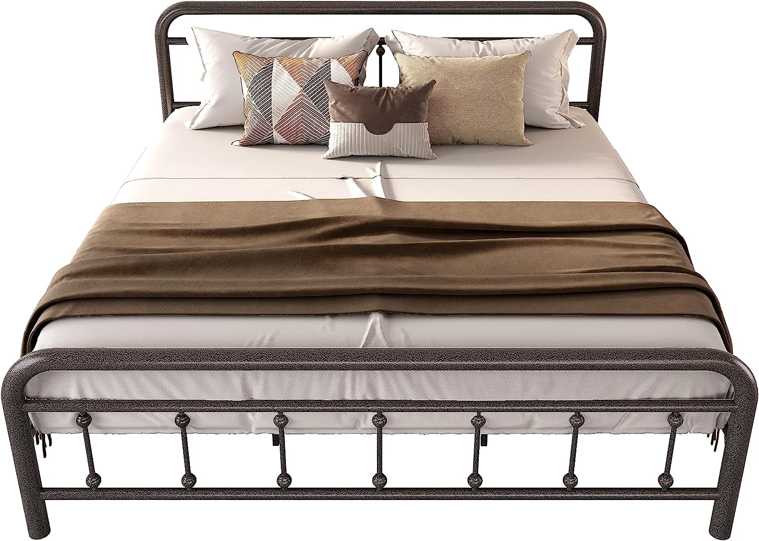 King Bed Frame Metal Platform Bed Frame King with Headboard and Strong ...