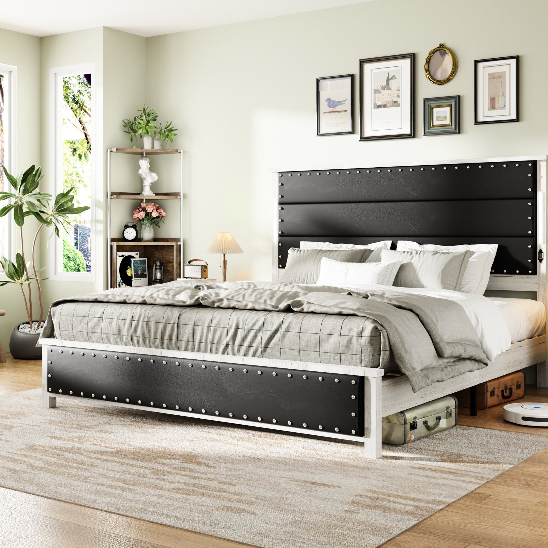 King Bed Frame, Solid Wood Slats, No Box Spring, Bedroom Use - Walmart.com